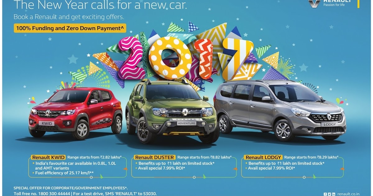 Zero (0) down payment and 100% on road funding on Renault cars ...