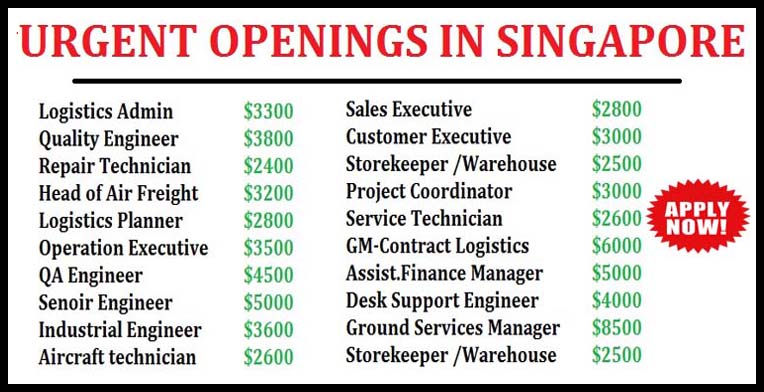 NEW JOB VACANCIES AT SINGAPORE APPLY NOW.