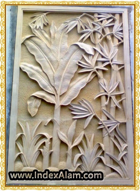 Relief Batu Alam Motif Bambu dan Pohon Pisang ~ Index Alam