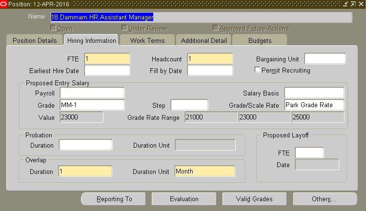 Oracle HRMS: Creating Job,Grade,Grade Rate and Positions in Oracle HRMS