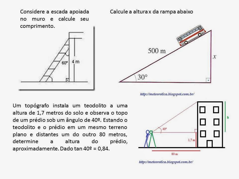 Exercícios Sobre Razões Trigonométricas No Triângulo Retângulo - RETOEDU