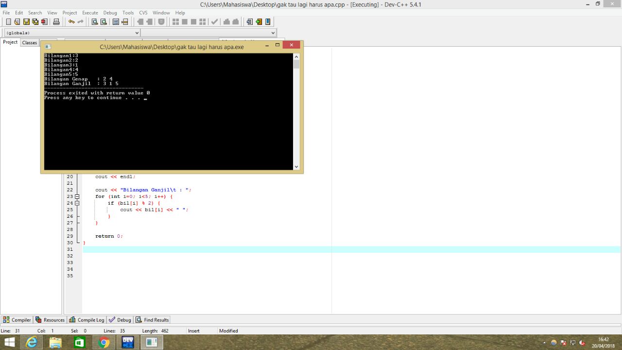 Contoh Penggunaan Array Dalam Program Menggunakan Dev C++ (Bilangan ...