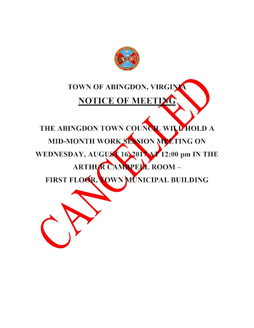 Town of Abingdon, Virginia : August 2017 Mid-Month Work Session Meeting ...