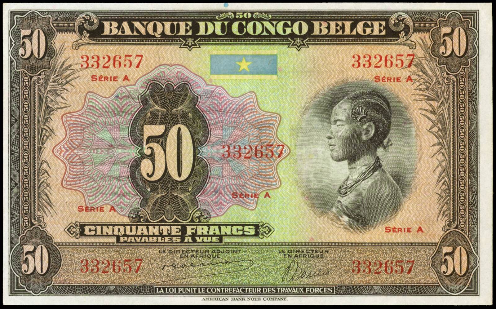 Belgian Congo 50 Francs banknote 1941|World Banknotes & Coins Pictures ...