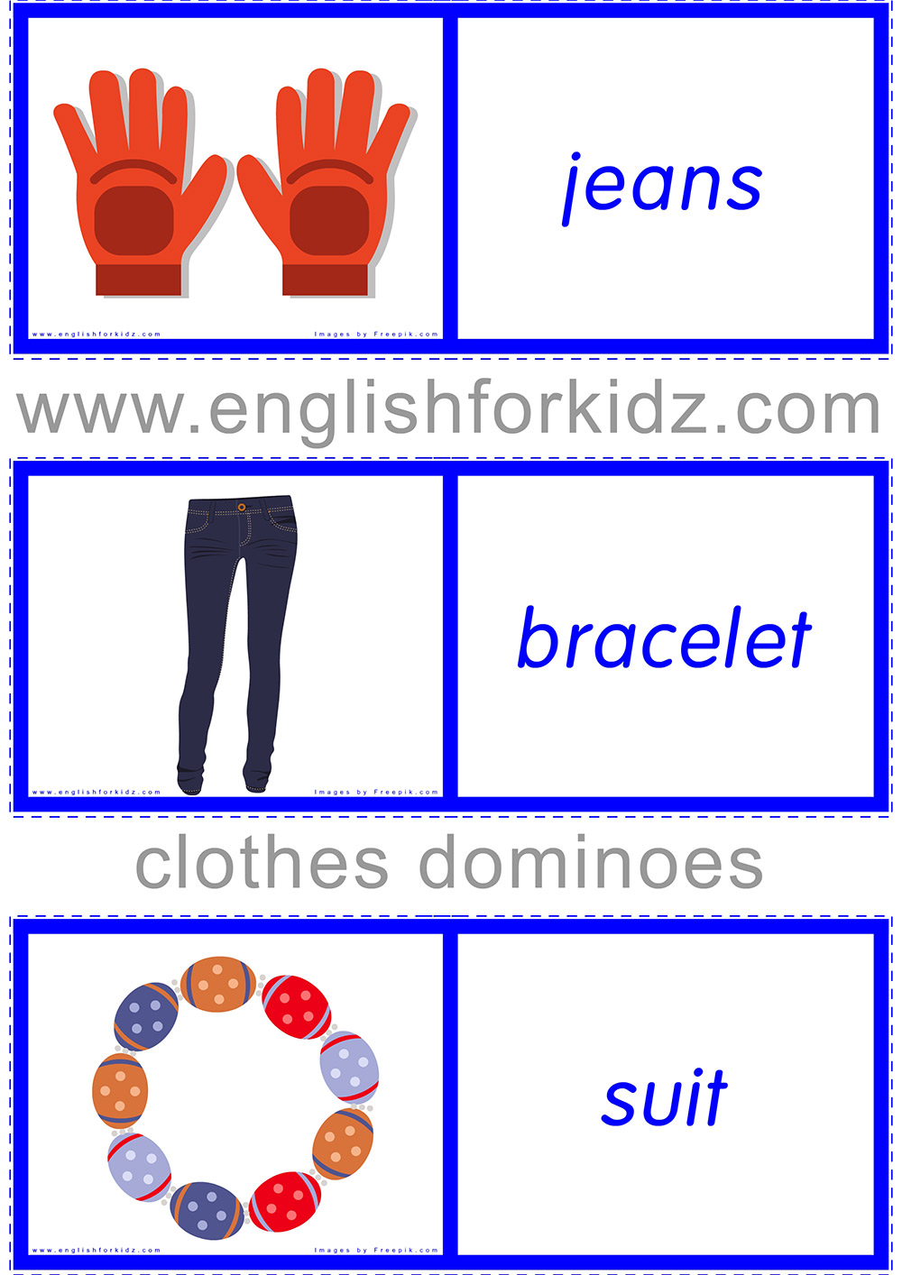 Clothes and Accessories Dominoes. Part 1.