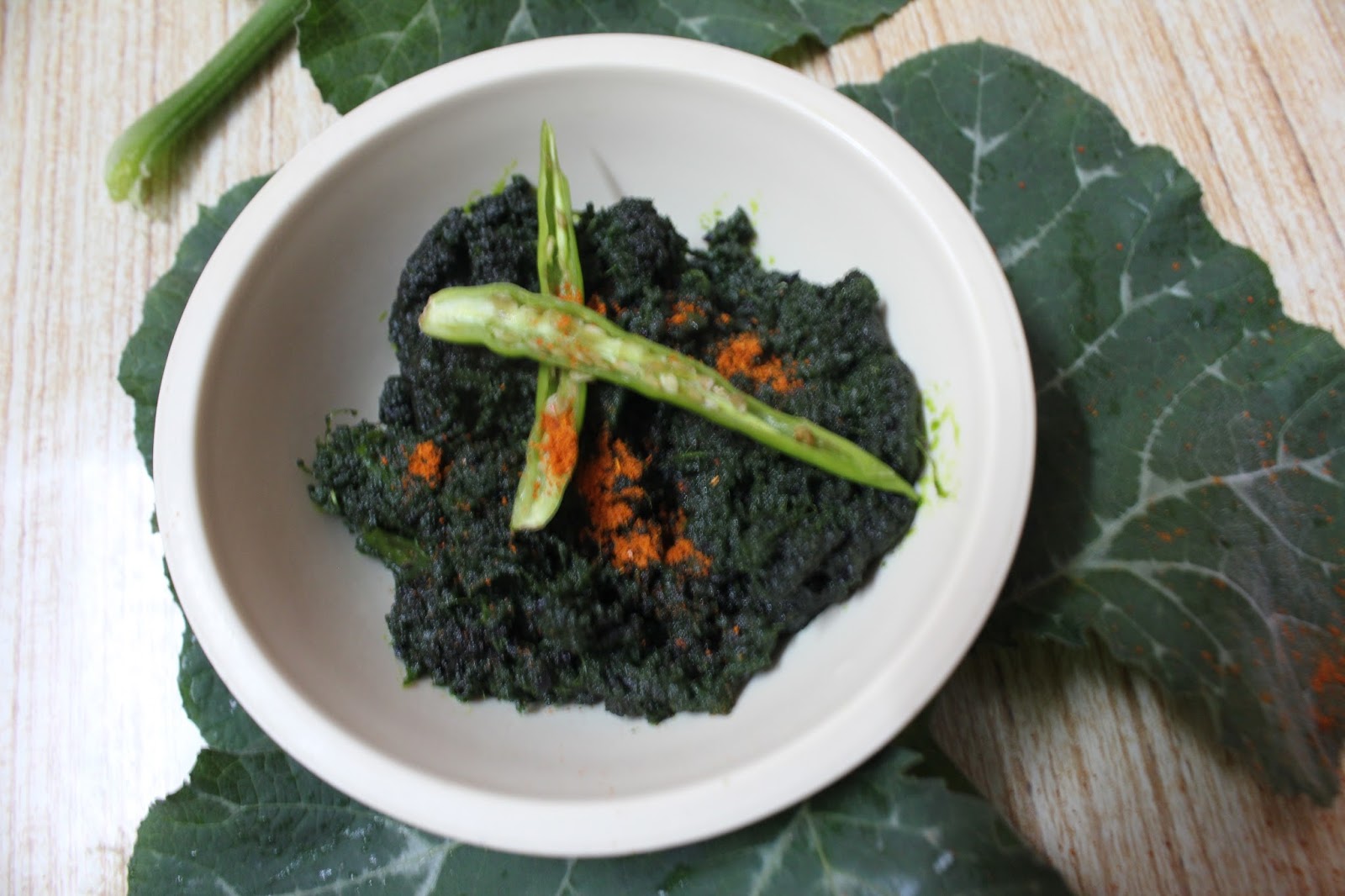 Bethica's Kitchen Flavours: Kumro Pata Bata (Red Pumpkin Leaf Chutney ...