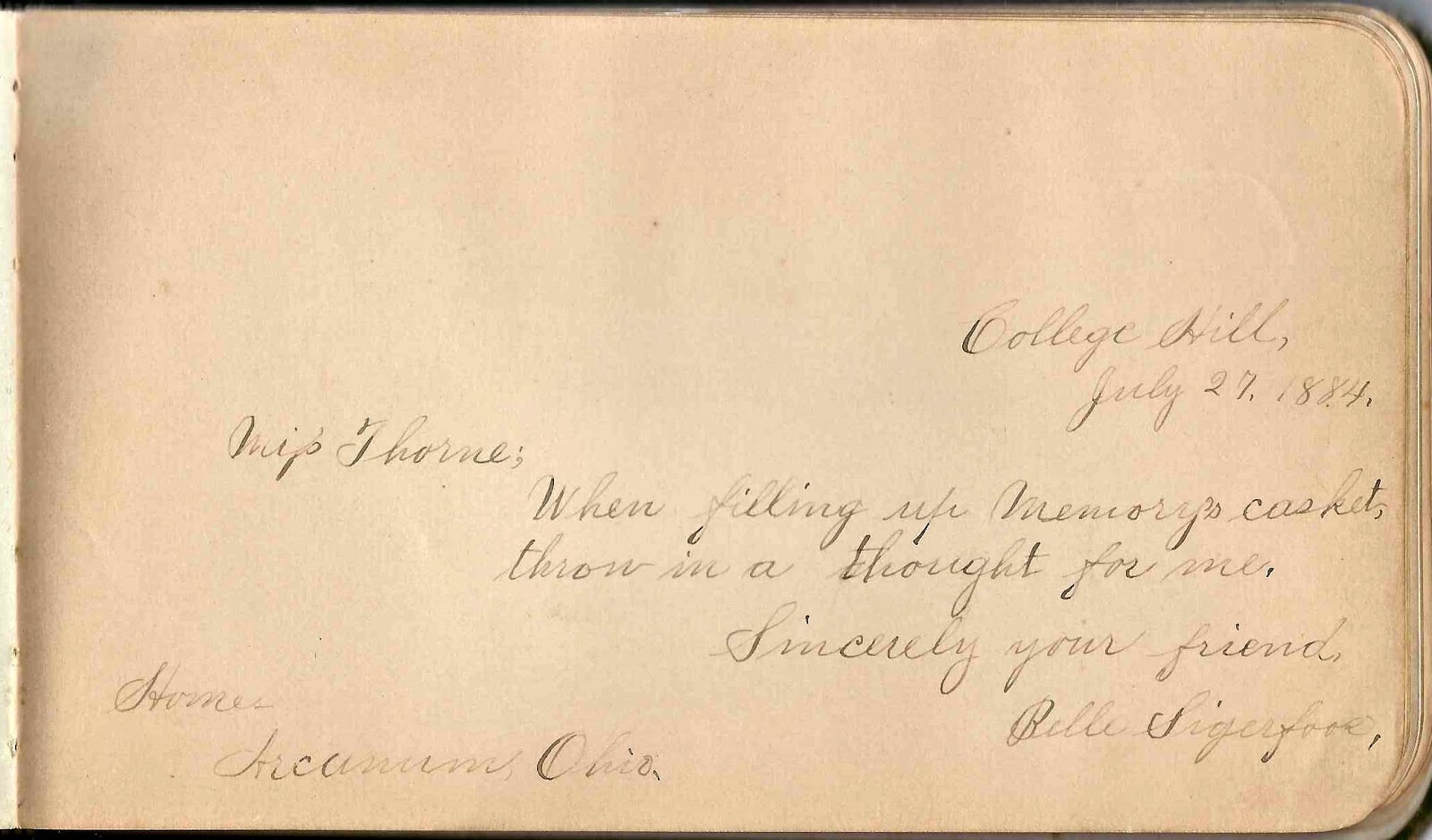 Heirlooms Reunited: 1880s Autograph Album of Alice Thorne, kept while ...