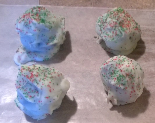 Oreo balls with green/red sprinkles