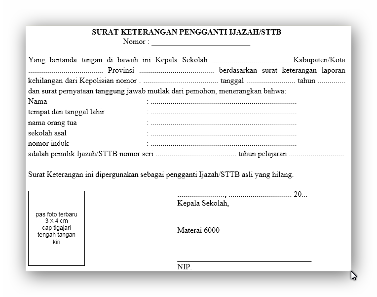 Download Surat Pengganti Ijazah/STTB Yang Rusak Atau Hilang - Guru Keguruan