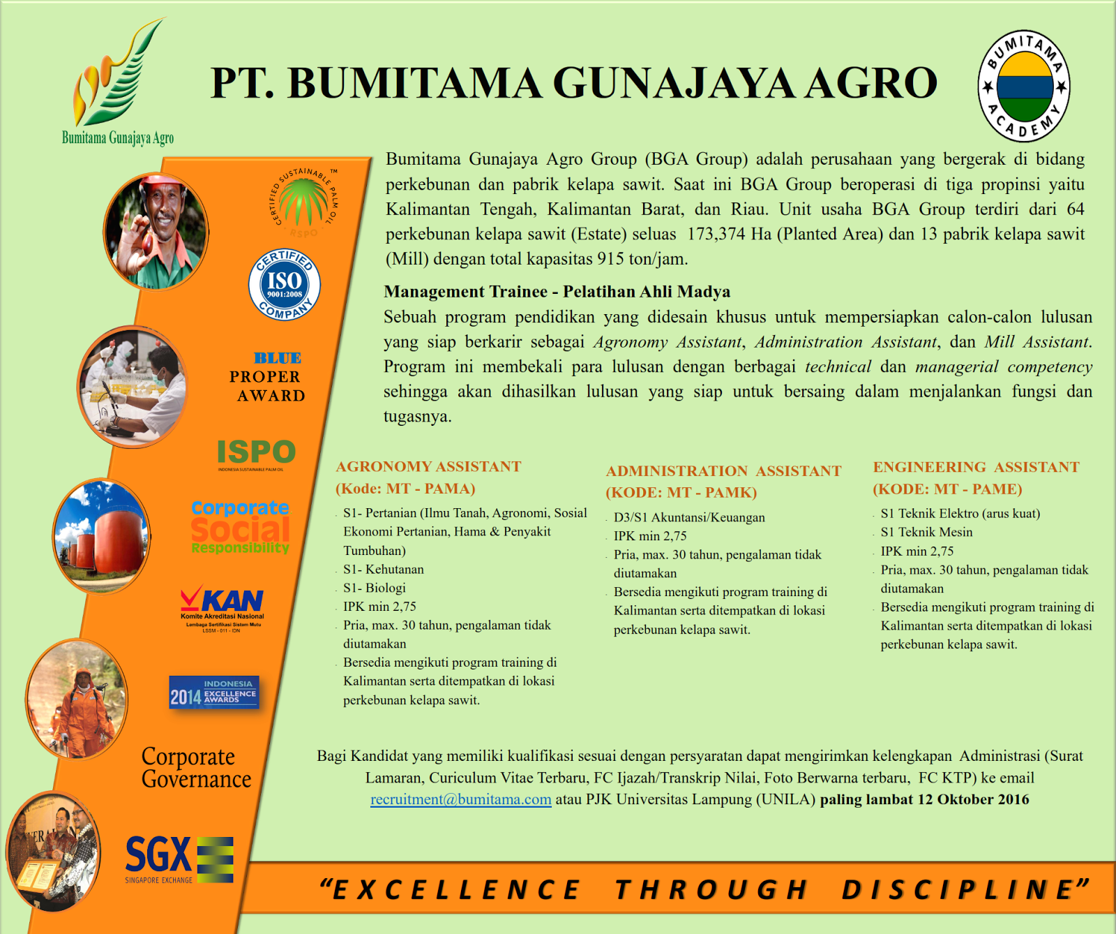 √ Lowongan Kerja PT. BUMITAMA GUNAJAYA AGRO (BGA Group) - Lowongan ...