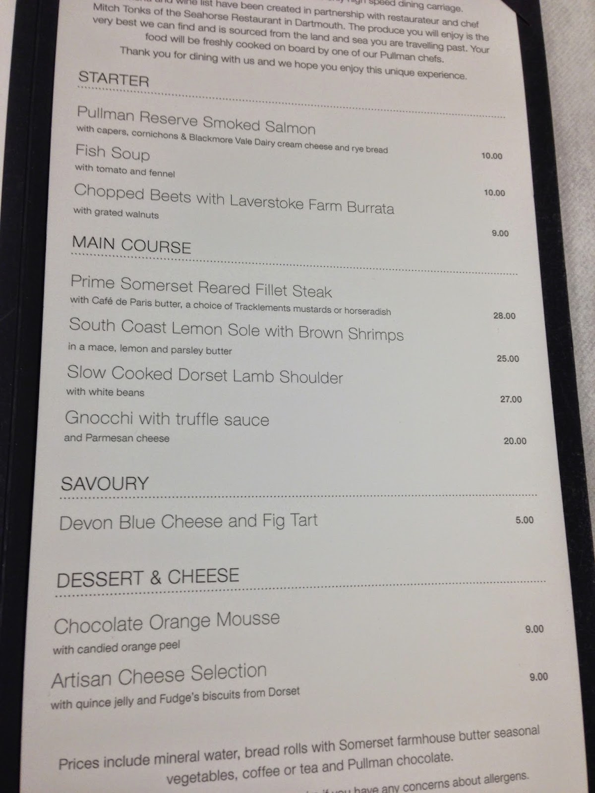 Cheese and Biscuits: Pullman fine dining coach and Night Riviera ...