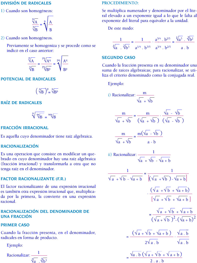 Formulario de ÁLGEBRA BÁSICA SECUNDARIA Y PREUNIVERSITARIA matemáticas ...