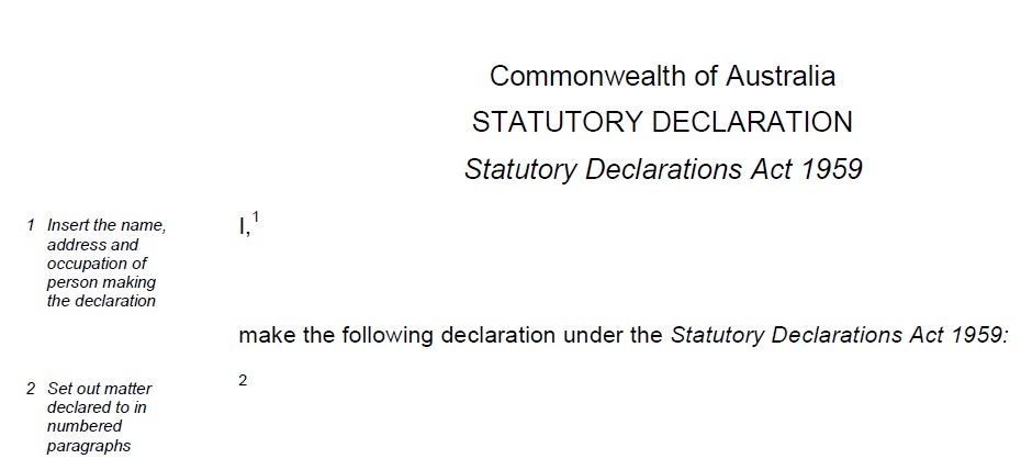 North Coast Voices: STATUTORY DECLARATIONS ACT 1959