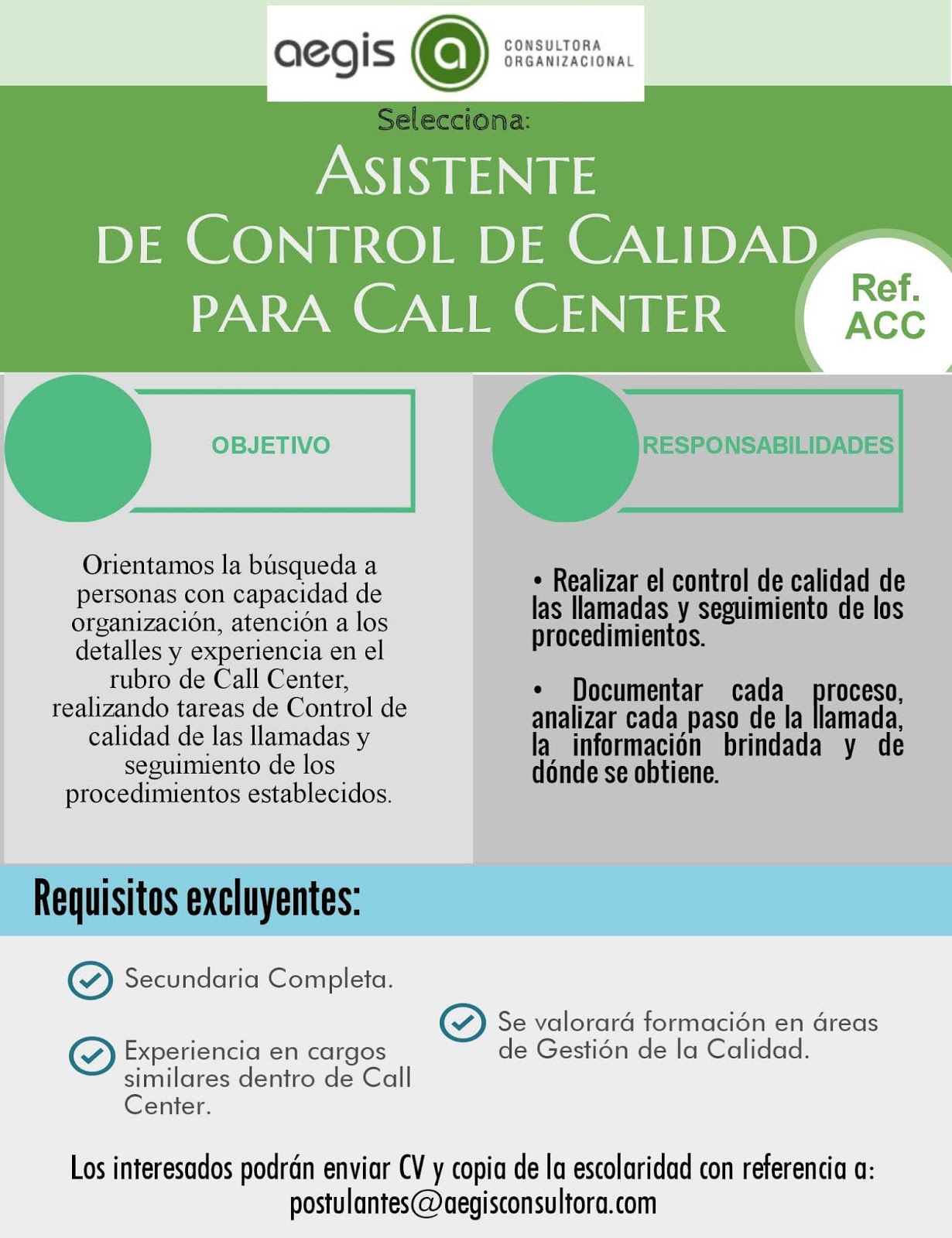 Asistente de Control de Calidad para Call Center - Mayo 2016