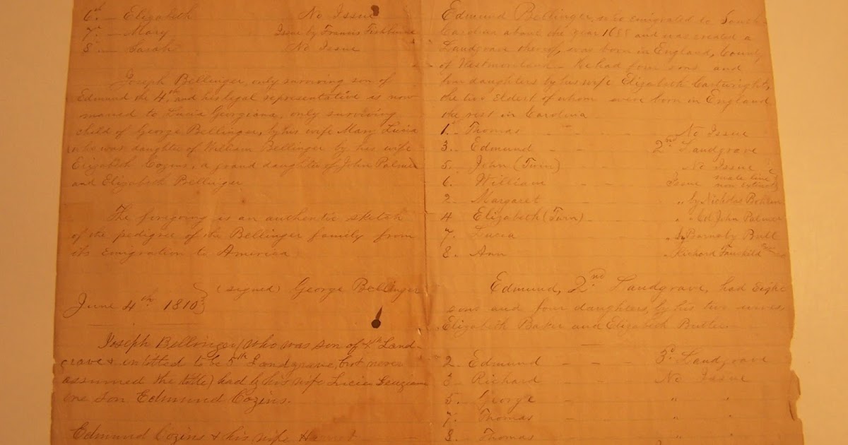 WesPatterson.com: Bellinger Family 1810 Papers