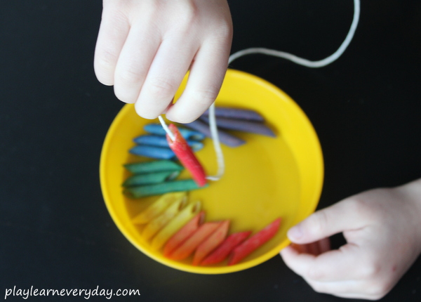 Rainbow Pasta Threading - Play and Learn Every Day