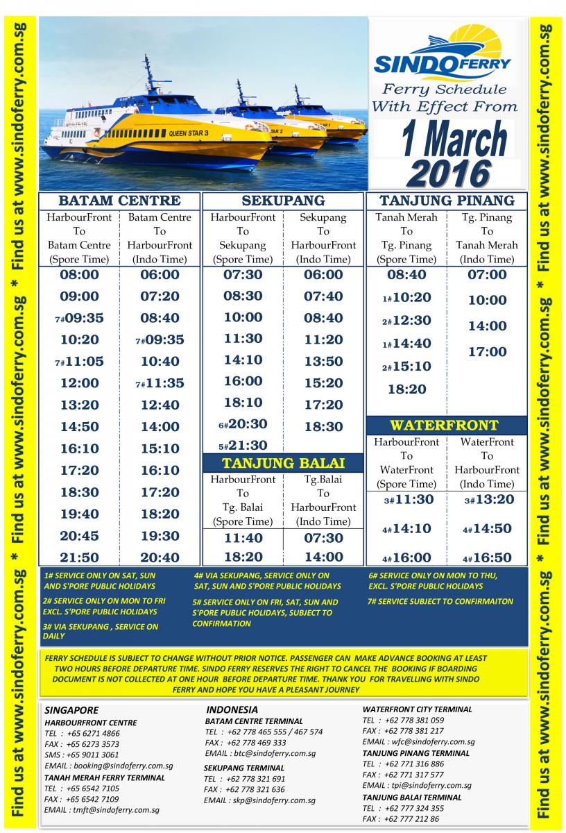 Daftar Jadwal Kapal Sindo Ferry Singapore