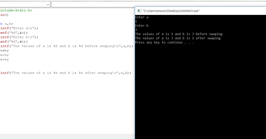 All C Programs Program 13 Swapping Two Values Without Using 3rd Variable
