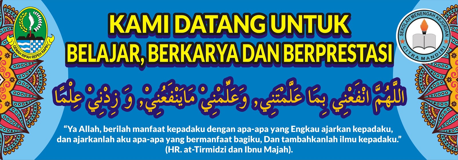 Download Desain Slogan Kami Datang untuk Belajar Format CDR - KARYAKU