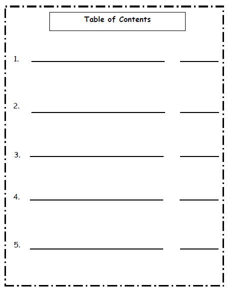 Table Of Contents For Kids