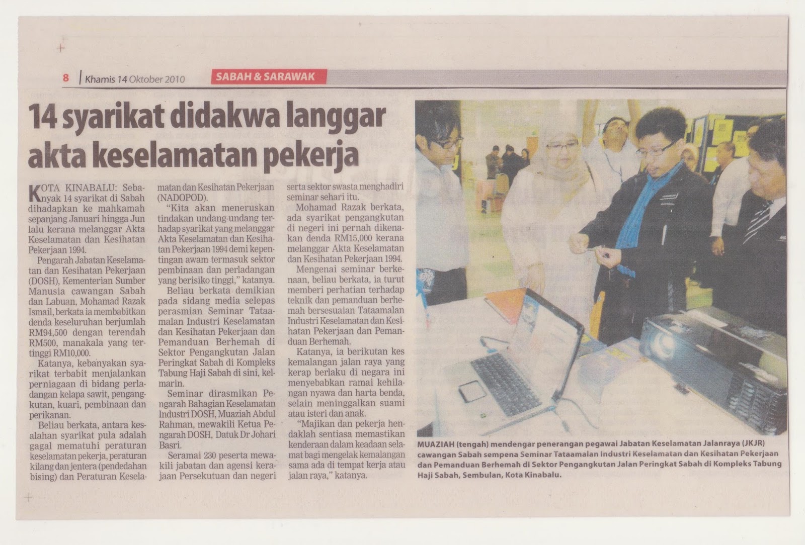 Jabatan Keselamatan Jalan Raya Sabah: Keratan Akhbar dan Isu Terkini