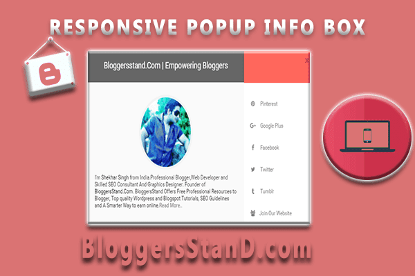 How To Add Responsive POP UP About Me Widget In Blogger - BloggersStand