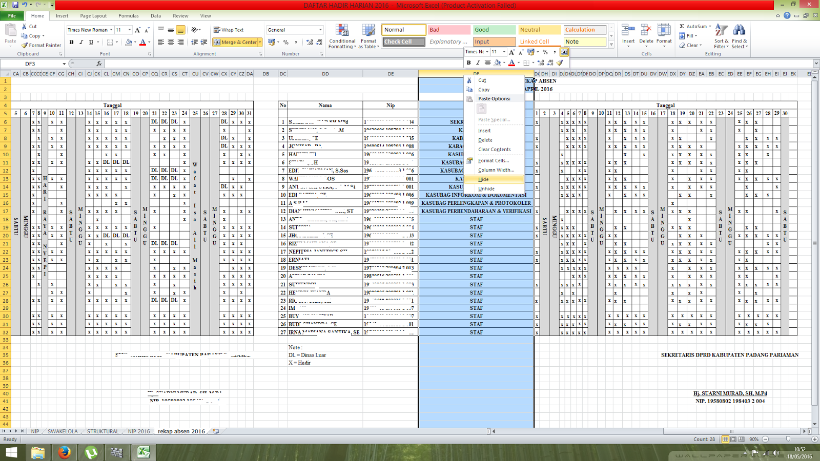 Cara mengembalikan Baris ata Kolom di Excel yang hilang - Alam Jadi Guru