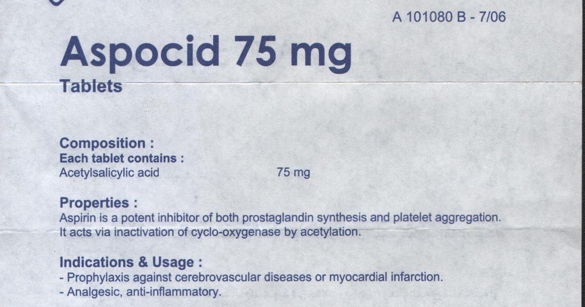 Drug Pamphlet: Aspocid 75 mg