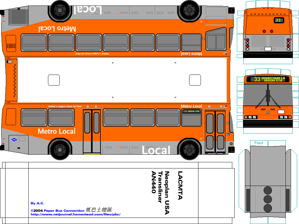 SP. Papel Modelismo: PaperCraft Bus LACMTA Neoplan USA Transliner AN440 ...