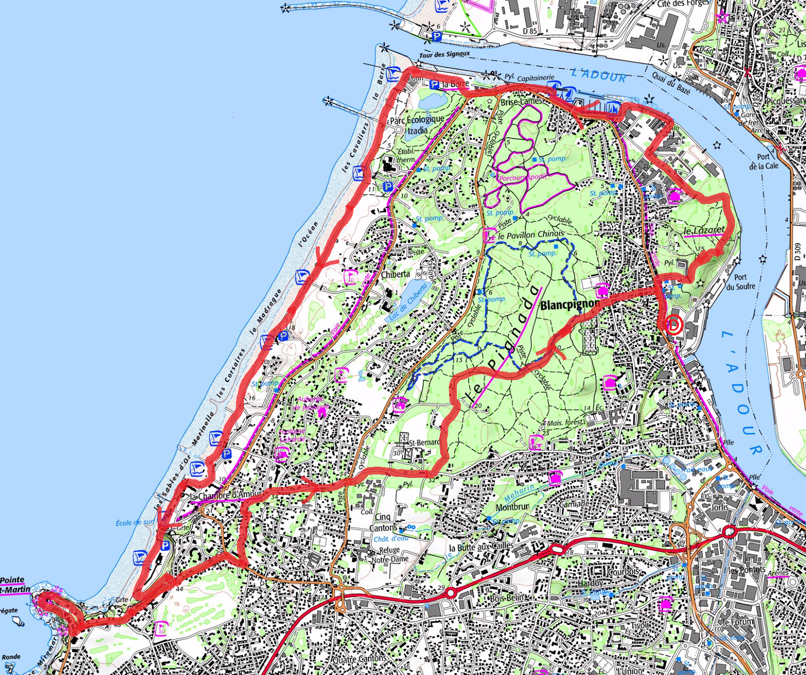 Anglet, le littoral de la Barre à Biarritz.