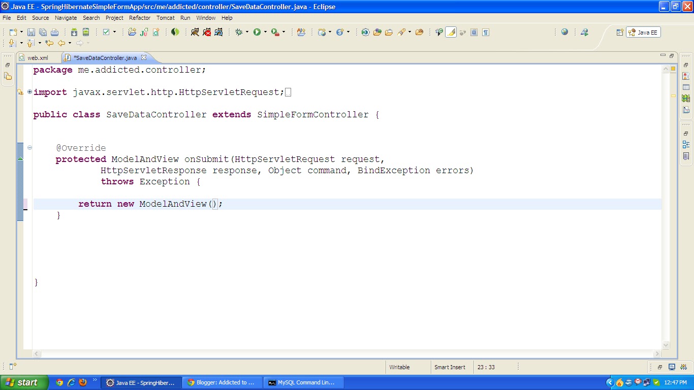 Working with Simple Form Controller using Spring & Hibernate | Addicted ...