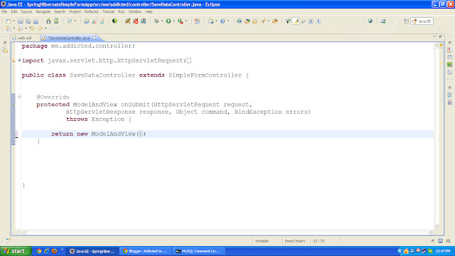 Working with Simple Form Controller using Spring & Hibernate | Addicted to JAVA