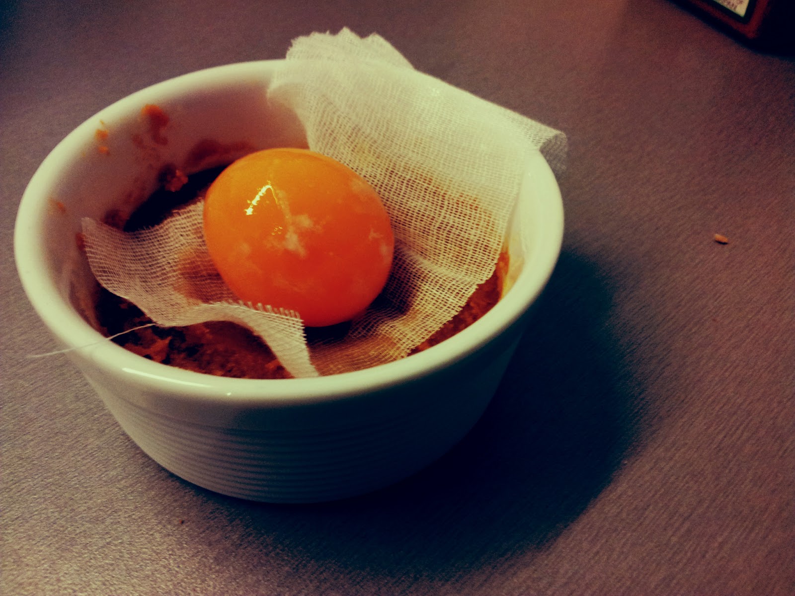 good food in a crap kitchen: Miso cured egg