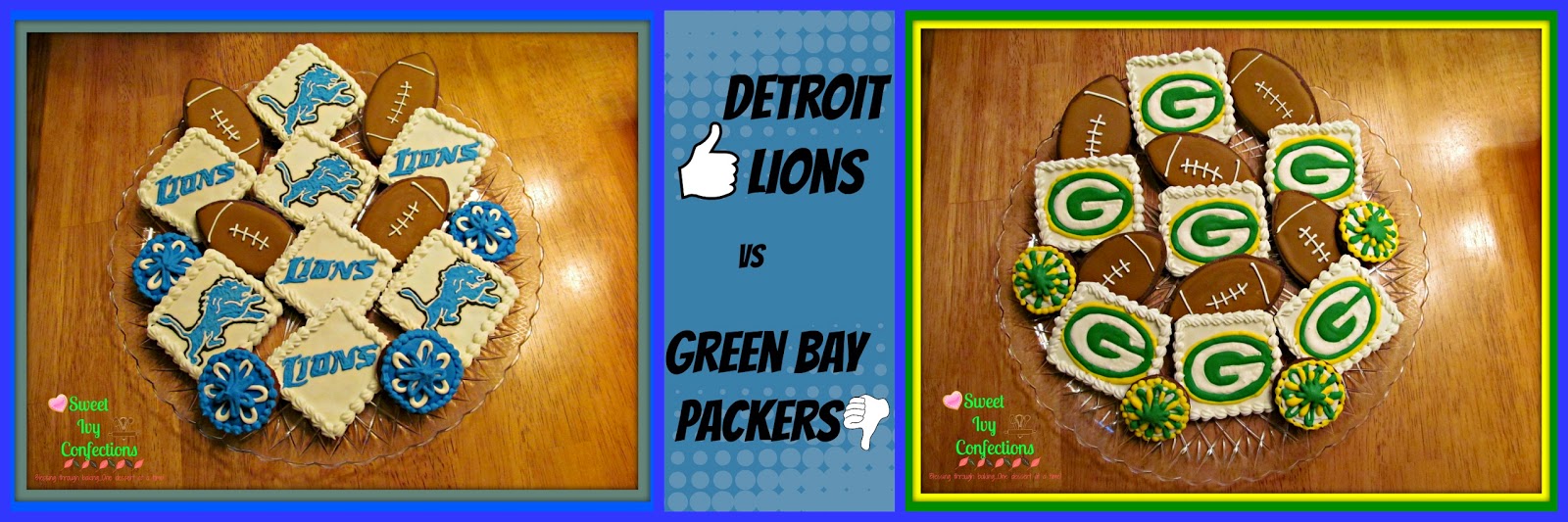 Sweet Ivy Confections: Lions vs Packers...Football Cookies!