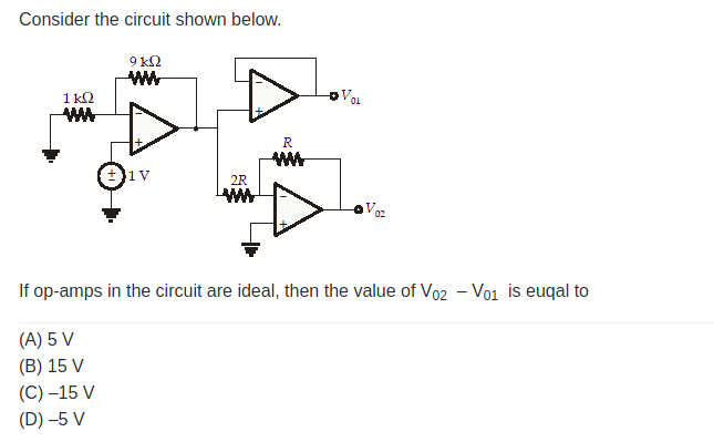 GATE Practice Question | Analog Electronics : Op-amp Circuits Problem 1