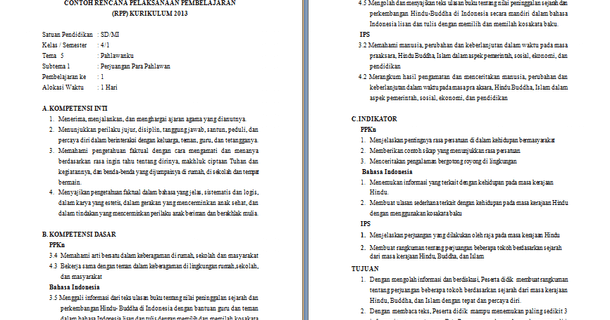 RPP, SILABUS, PROMES, dan PROTA Kurikulum 2013 SD Kelas 4