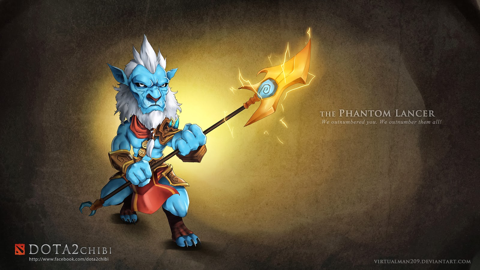 Dota 2 Wallpapers: Dota 2 Wallpaper - Phantom Lancer chibi by VirtualMan209 (1920x1080)