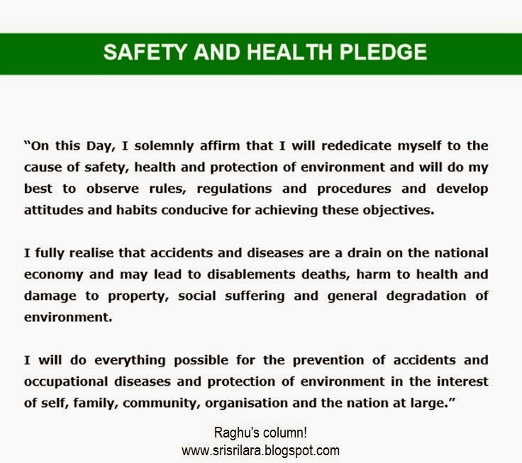 Raghu's column!: National Safety Week - 4th March to 10th March.