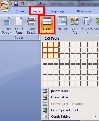 Microsoft Word: CARA MEMBUAT TABEL DI MICROSOFT OFFICE WORD