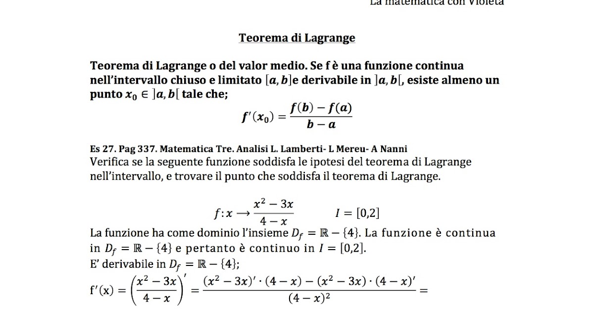 La matematica con Violeta: Teorema di Lagrange