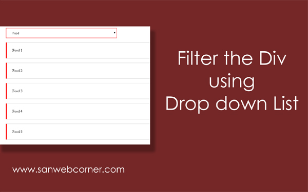 Filter Div Section Based On Select Box Drop Down List Using Javascript