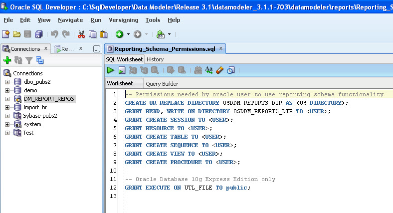 Setting up the Data Modeler Reporting Schema | Oracle Tools Girl
