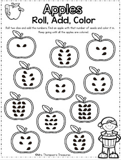 Apples - Roll, Add, & Color - Mrs. Thompson's Treasures