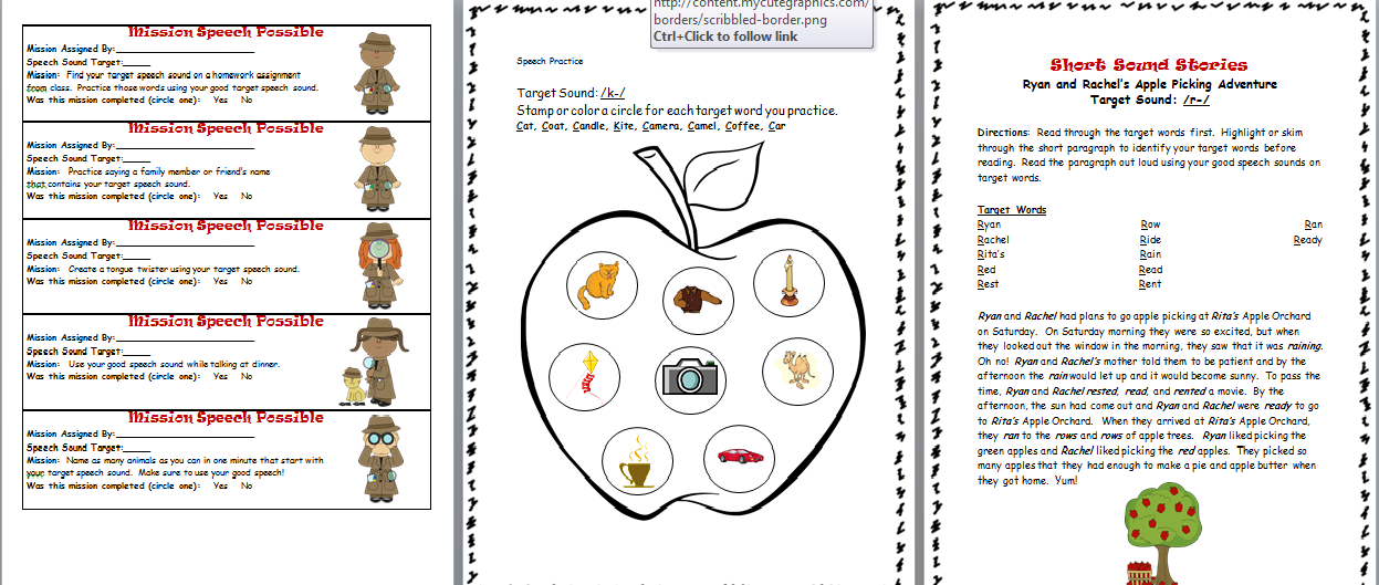 The Talking Owls: September Articulation Home Practice Packet