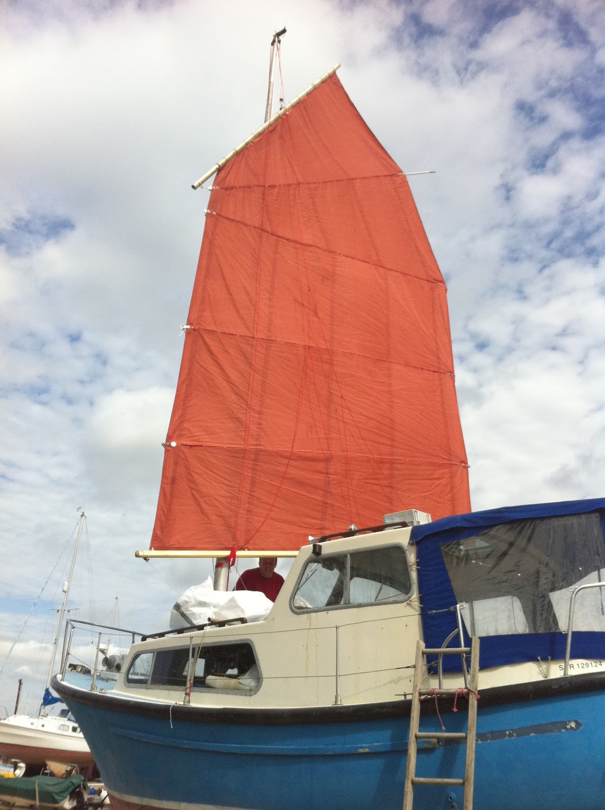 Bobtail's Conversion to Junk Rig: (12) Fitting the sail and string ...