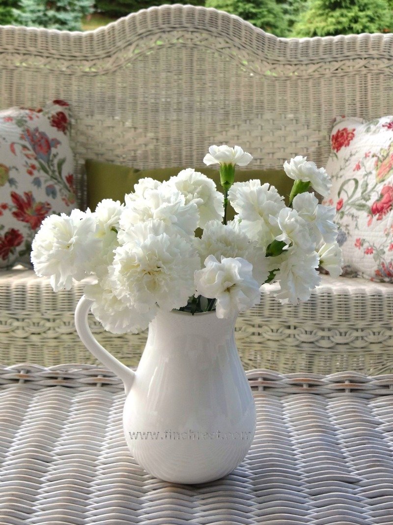 The Nest at Finch Rest: White Carnations & old tea china