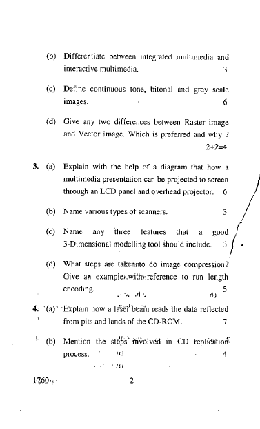 GNDU II Semester PGDCA Multimedia and applications 2012 Question Paper ...