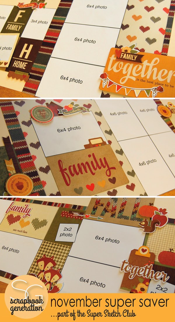 SCRAPBOOK GENERATION: November Super-Saver layouts...and big weekend plans!