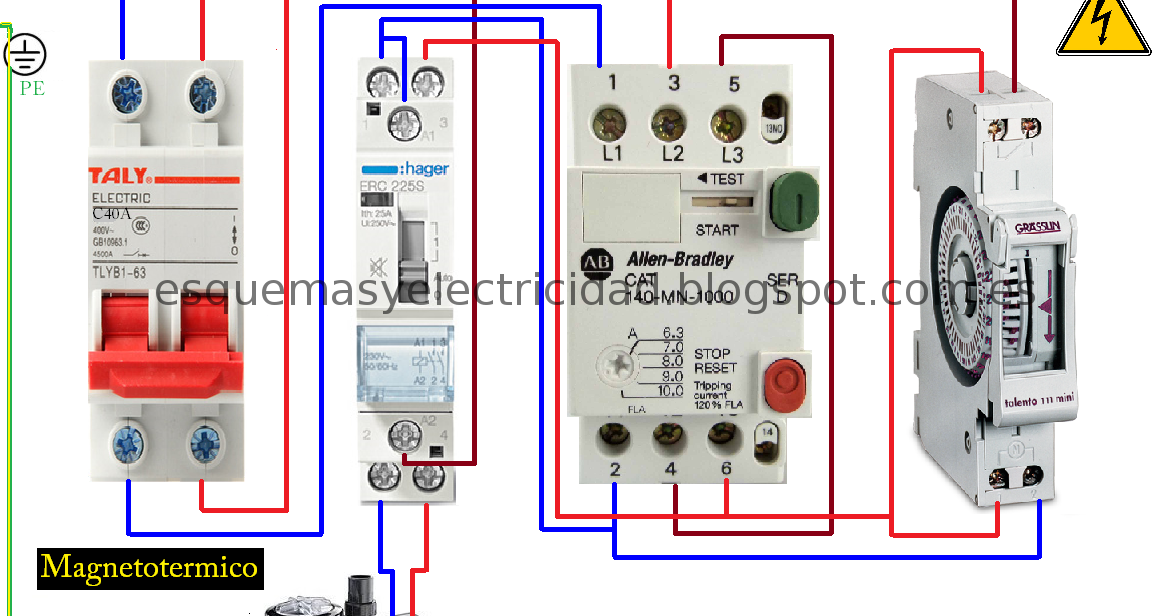 Esquemas eléctricos: Esquema maniobra contactor guardamotor y reloj ...