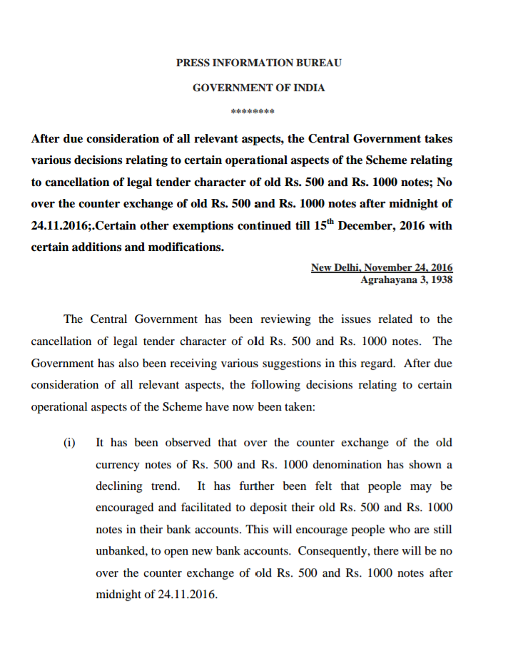 PRESS NOTE - GOVERNMENT OF INDIA